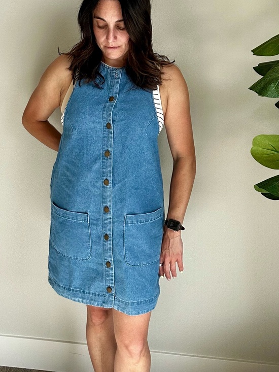 Amazon | Dresses | Denim Buttonfront Pinafore Dress | Poshmark
